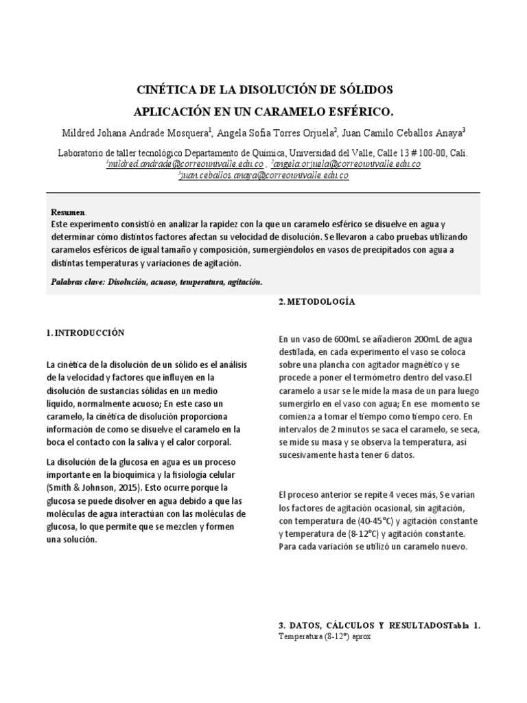Informe Cinetica de Disolucion | PDF
