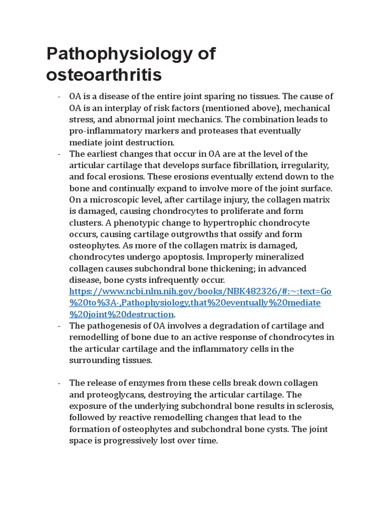 Osteoarthritis Pathophysiology Explained | PDF | Bone | Cartilage