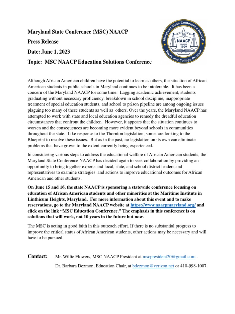 NAACP Press Release | PDF