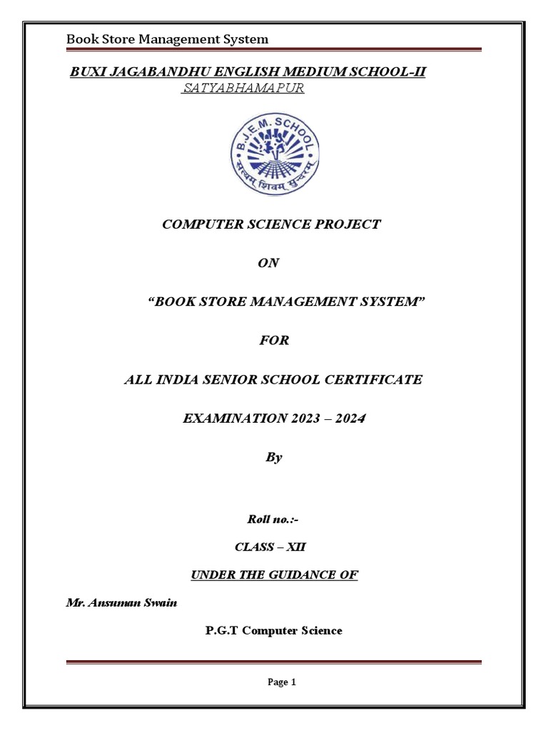 Book Store Management System Project | PDF | Computing | Computer Science