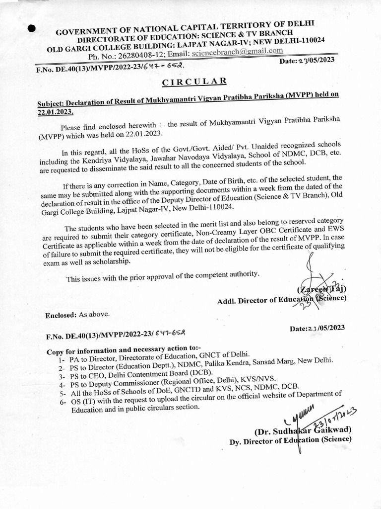 MVPP Result 2022-23 | PDF