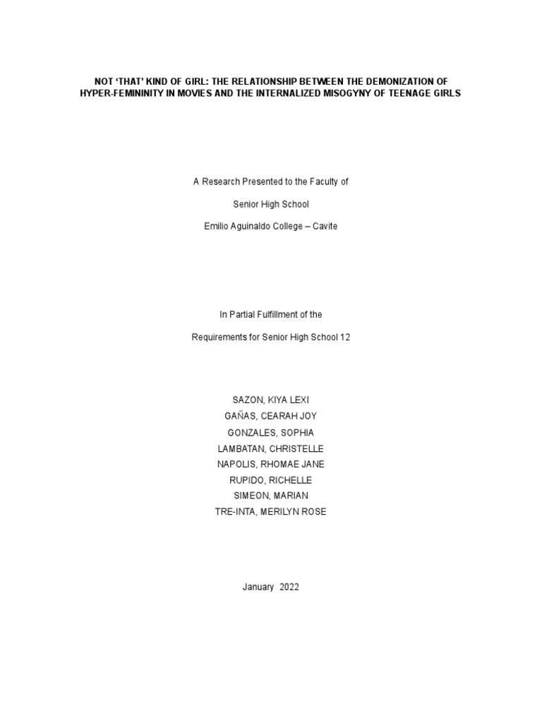 Final Manuscript | PDF | Adolescence | Sexism