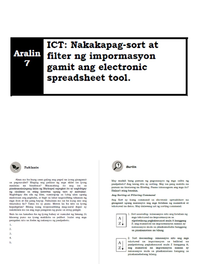 EPP4 - Q1-ICT-Modyul 7-Nakakapag-Sort at Filter NG Impormasyon Gamit ...