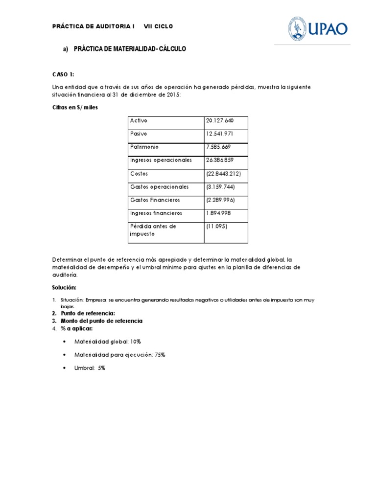 Práctica Materialidad y Riesgo SEM 07 | PDF
