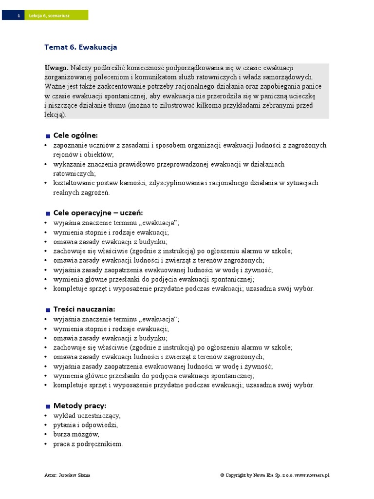 Scenariusz Lekcji Temat 6 | PDF