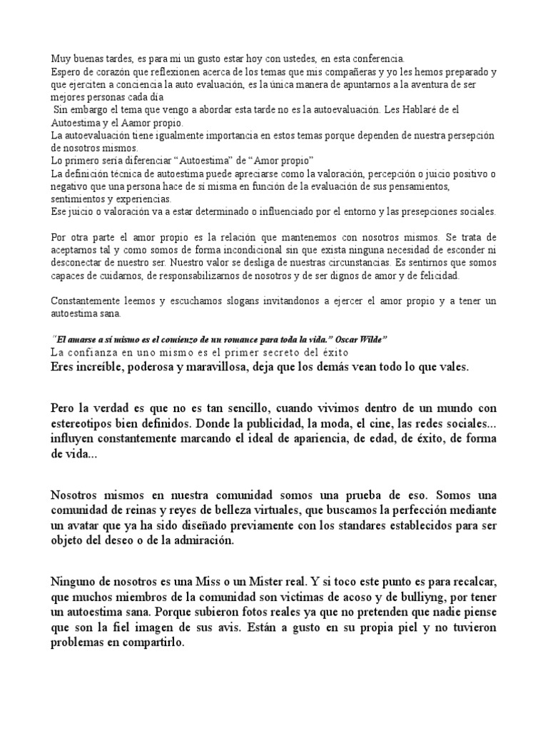 Autoestima y Amor Propio | PDF | Autoestima | Amor