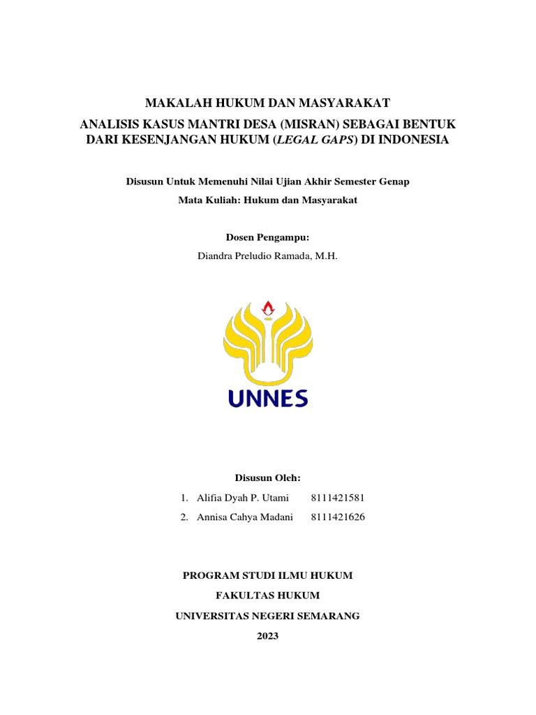 Analisis Kasus Mantri Desa (Misran) Sebagai Bentuk Dari Kesenjangan ...