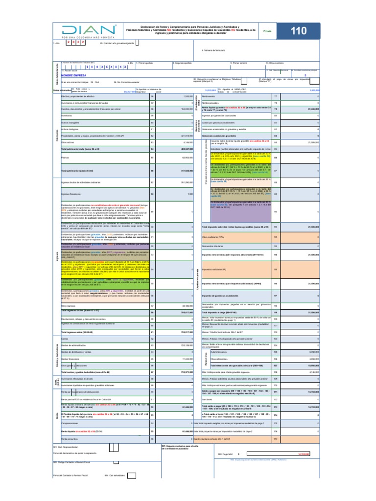 Renta Y-Formato-2516 AG2022 Con Conciliacion Renta | PDF | Impuestos | Dividendo