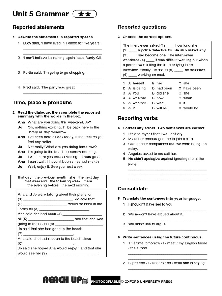 Grammar Unit 5 2star | PDF