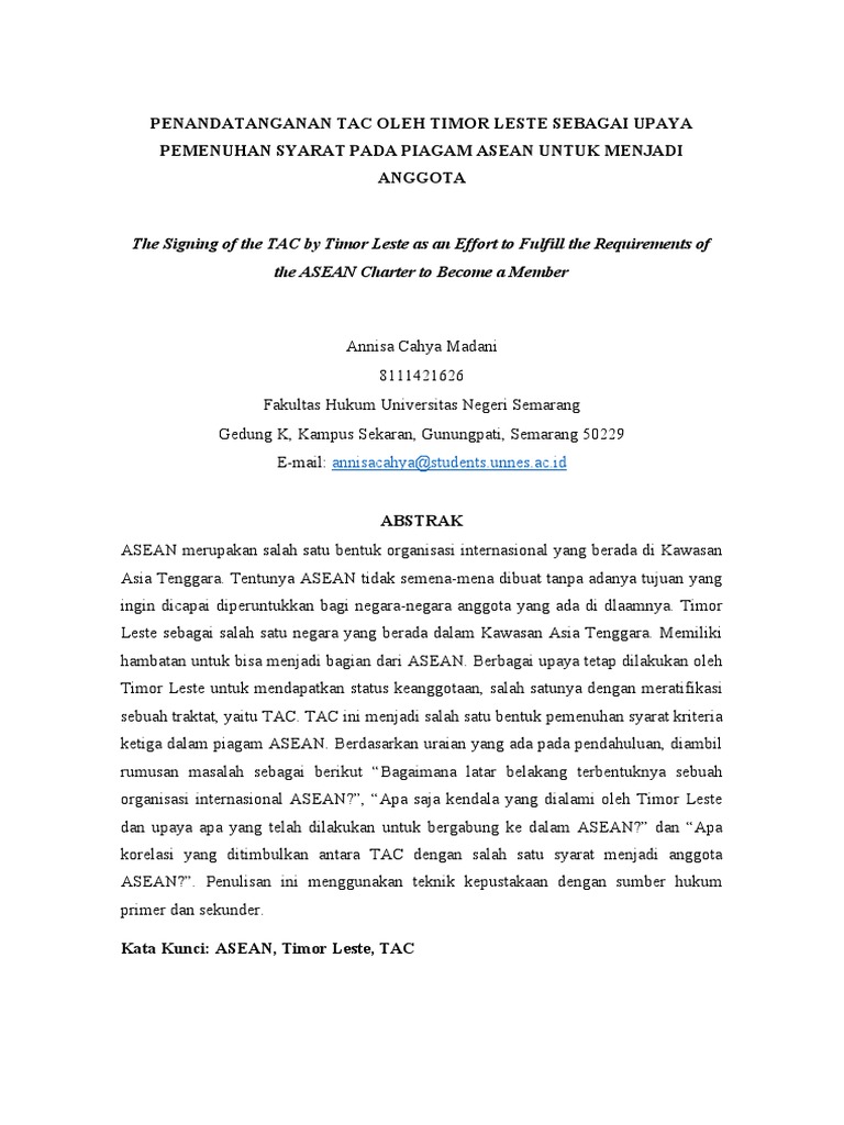 45 - Annisa Cahya Madani - 8111421626 - PENANDATANGANAN TAC OLEH TIMOR ...