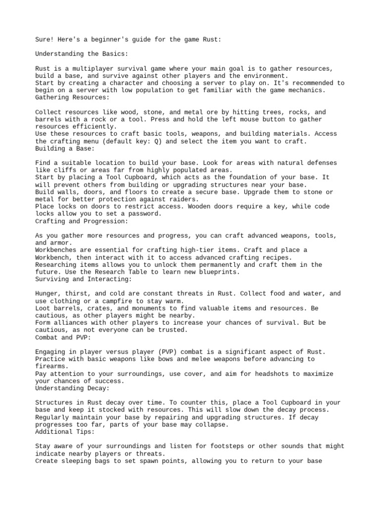 Sure! Here's A Beginner's Guide For Rust | PDF