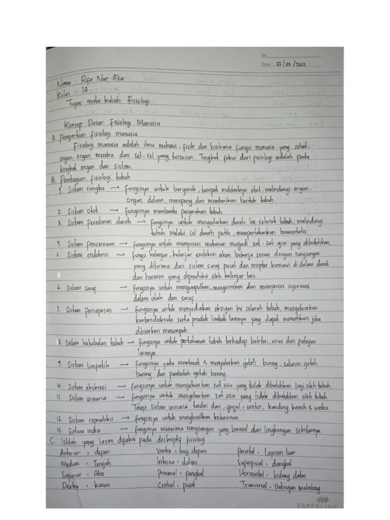 Rifa Nur Alia 1A - Fisiologi | PDF