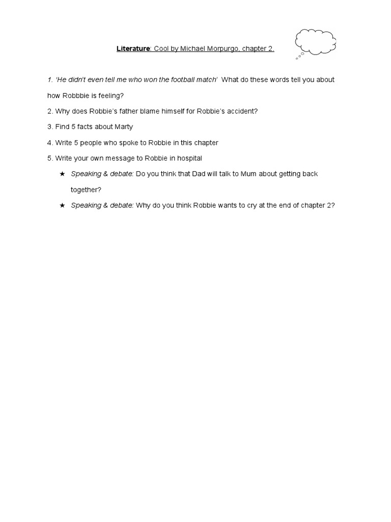 Literature - Cool by Michael Morpurgo, Chapter 2 | PDF