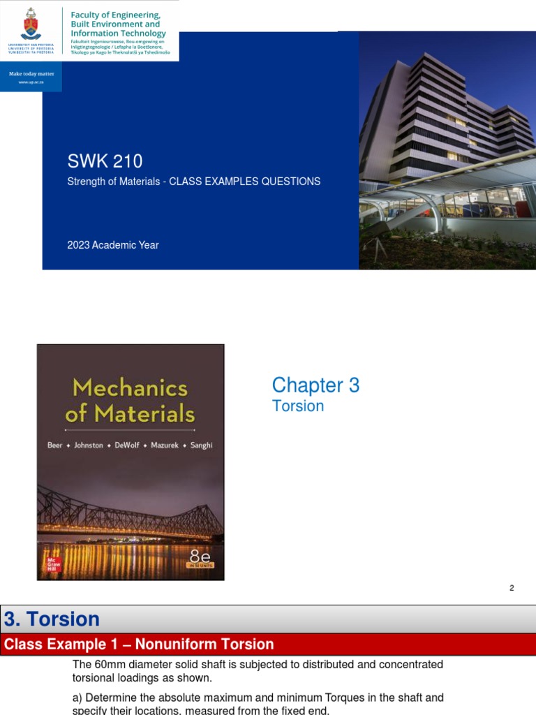 Chapter - 3 - Torsion - Class Examples | PDF | Stress (Mechanics) | Strength Of Materials