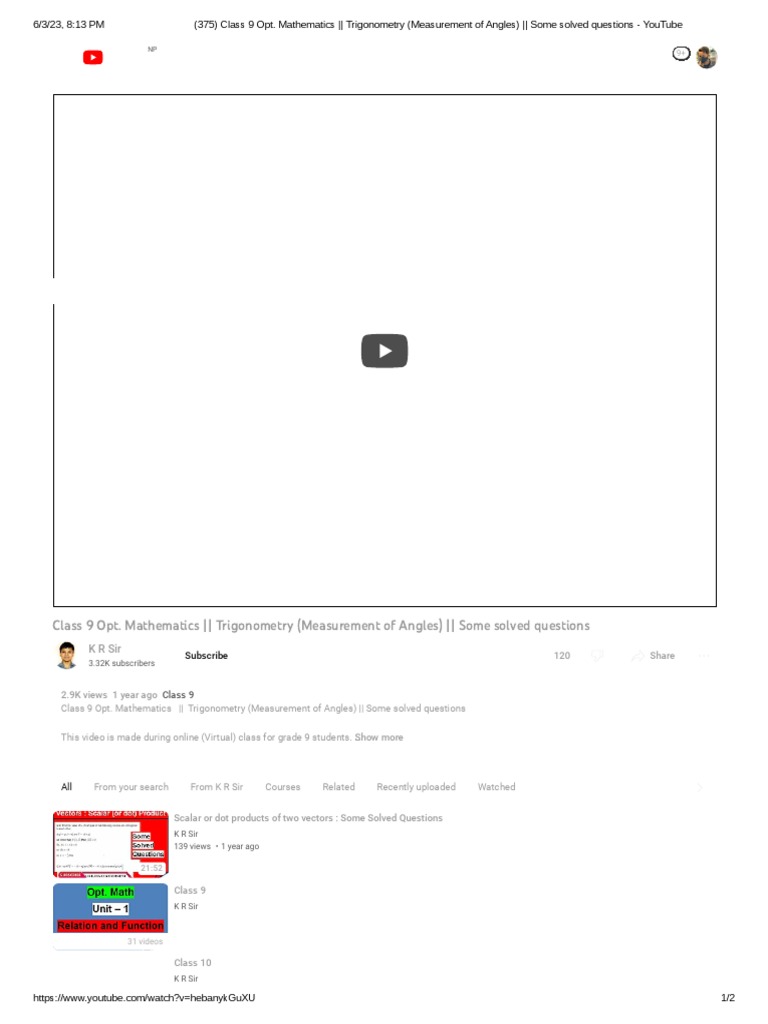 Class 9 Opt. Mathematics - Trigonometry (Measurement of Angles) - Some ...