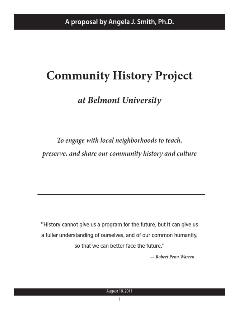 Local History Project Proposal For Belmont University | PDF | Community ...