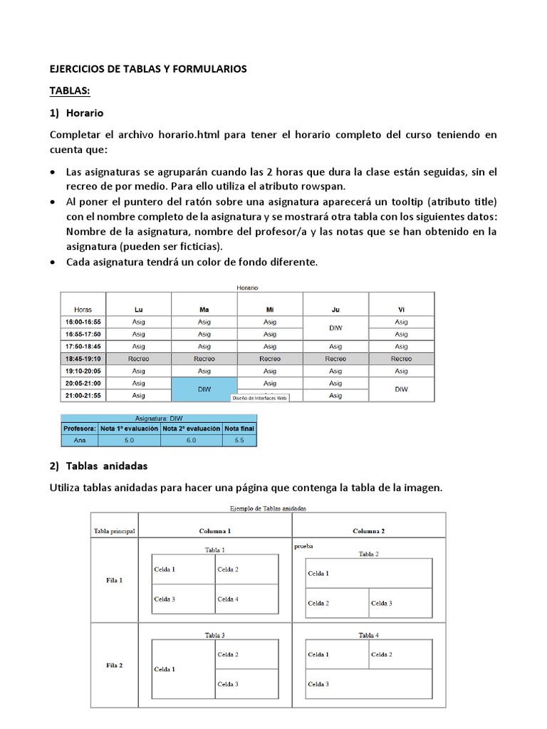 Ejercicios de Tablas y Formularios | PDF | Informática