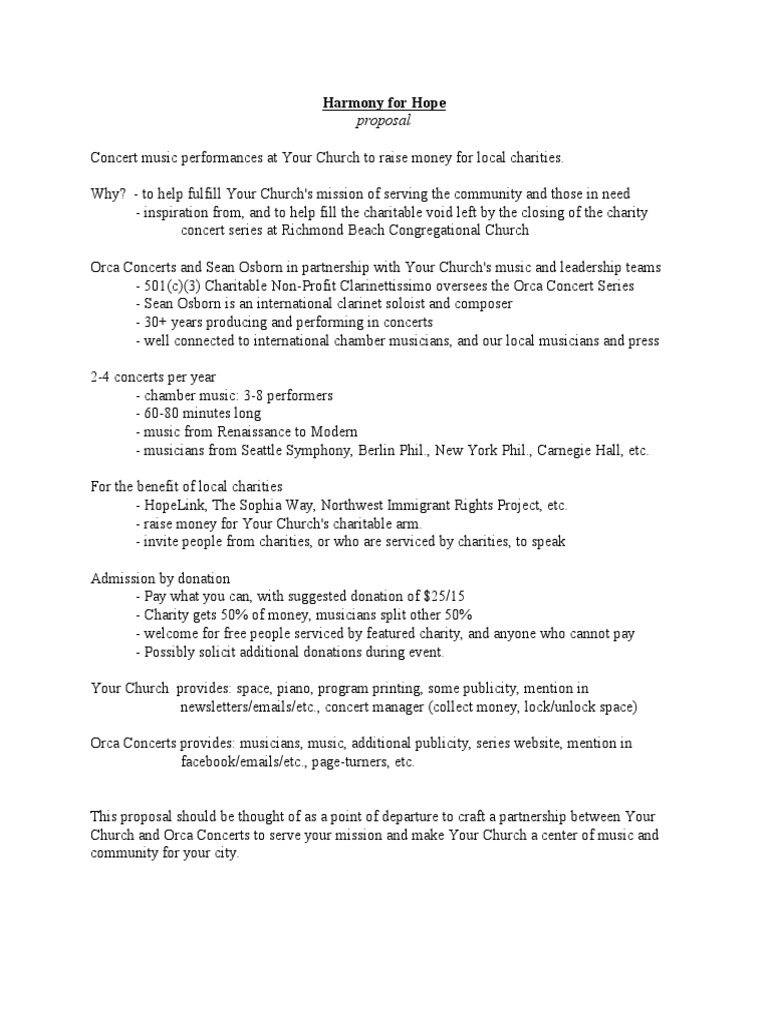 Music Concert Proposal Example | PDF