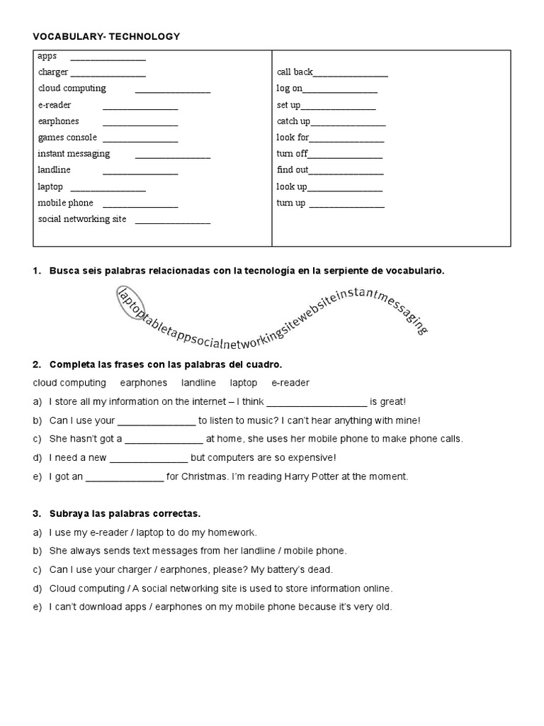 Vocabulary Technology + Exercises | PDF | Consumer Electronics | Computing
