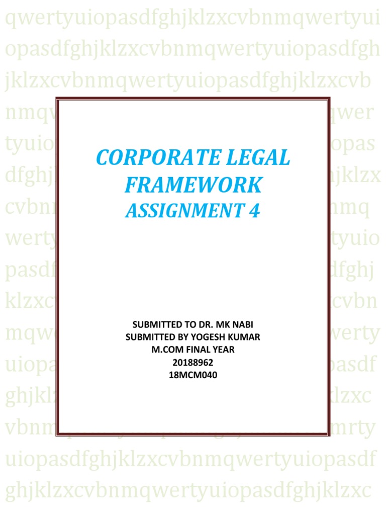 Corporate Legal Framework Assignment 4 | PDF | Stocks | Public Company