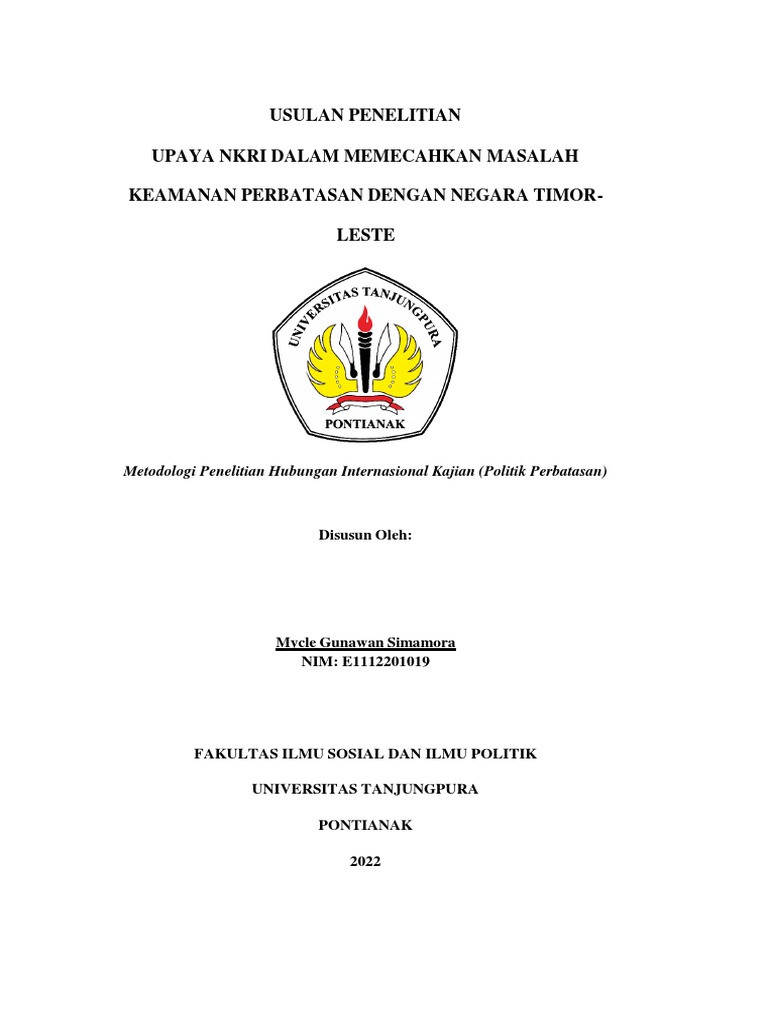 Proposal Penelitian Mycle Gunawan Simamora - E1112201019 | PDF