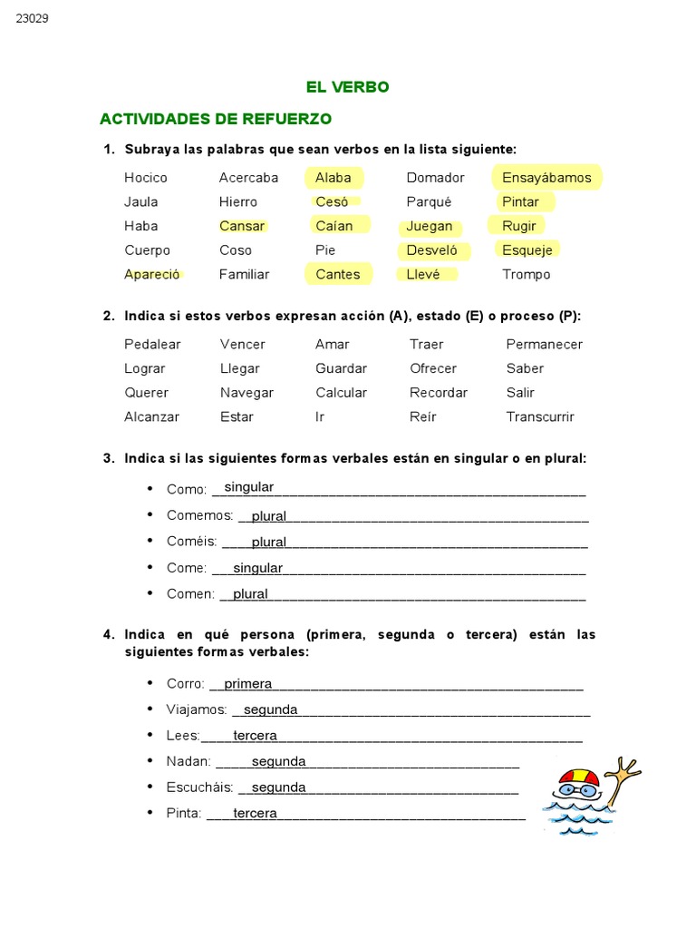 Verbos 2 Ejercicos | PDF | Estudios de idiomas extranjeros