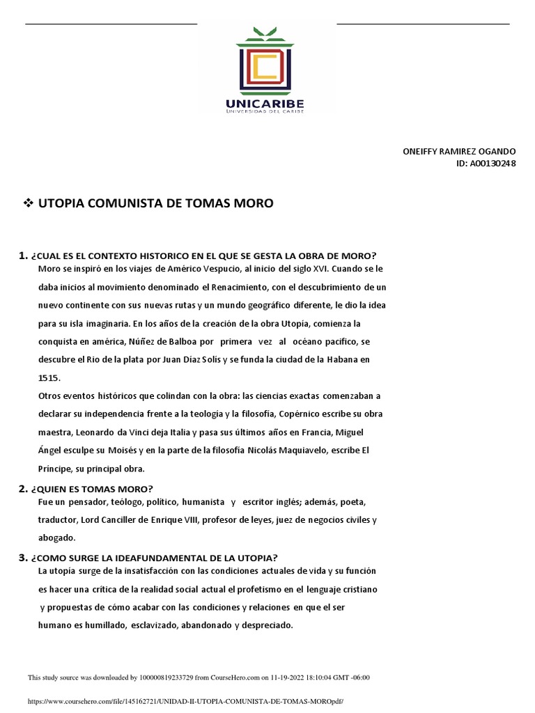 Contexto de "Utopía" de Tomás Moro | PDF | utopía