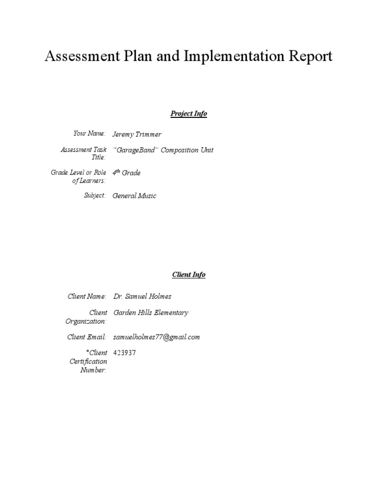 Standard2 Medt 7476 Assessment Plan and Implementation Report | PDF ...