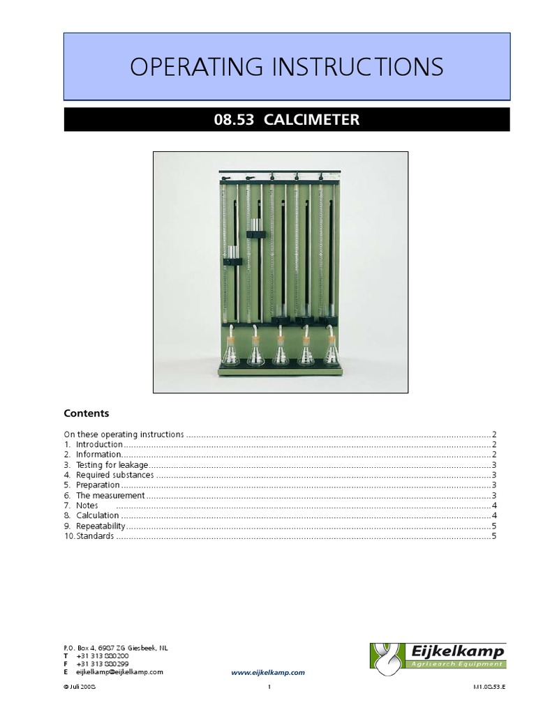 M1-0853e Calcimeter | PDF