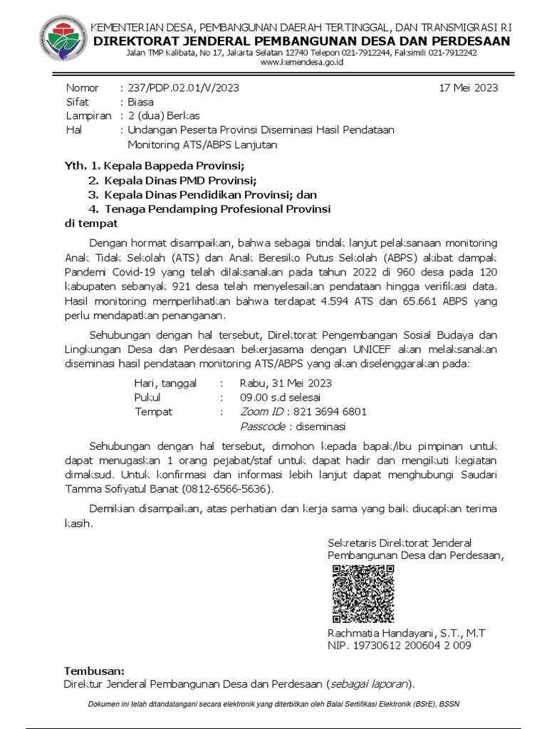 Diseminasi Data ATS/ABPS 2023 | PDF