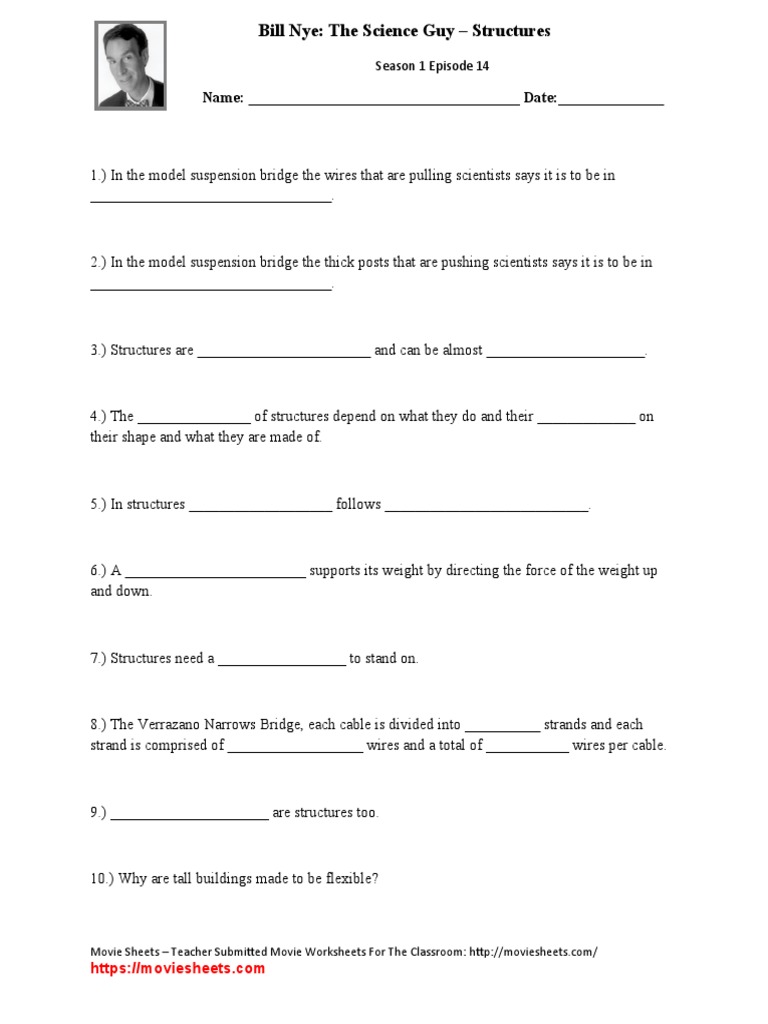Bill Nye: Structures Worksheet Guide | PDF