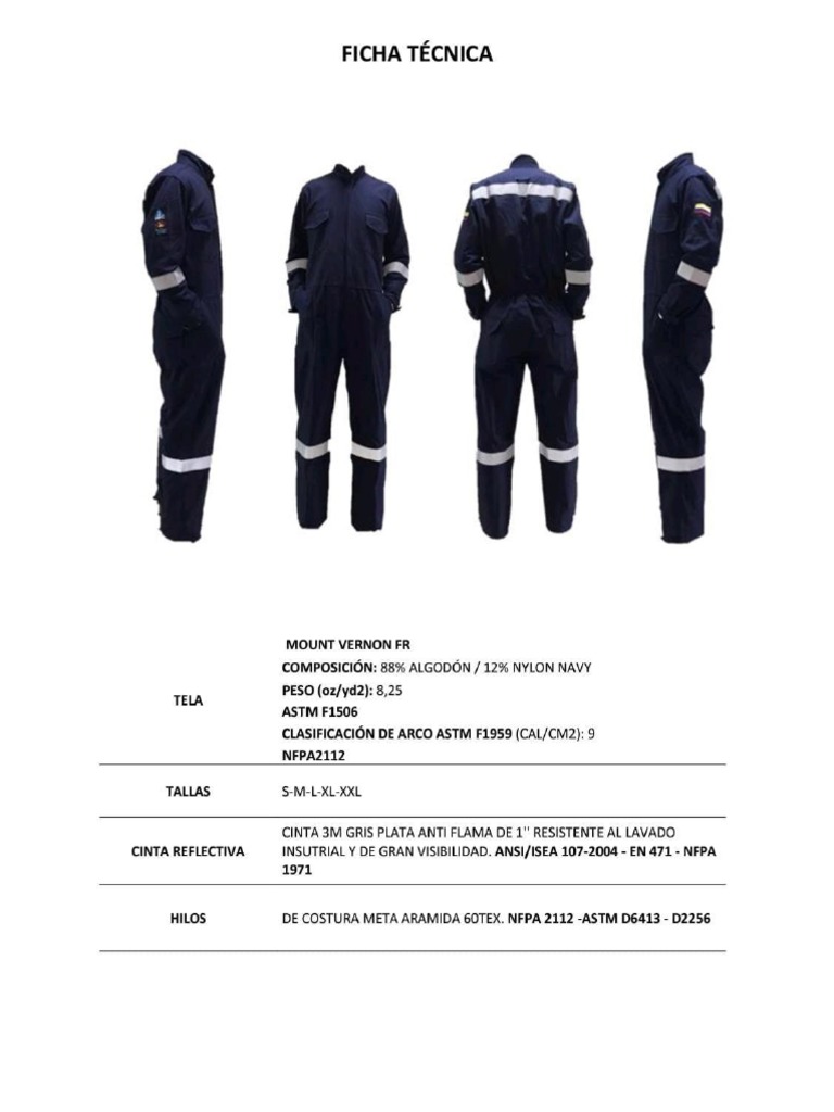 Ficha Tecnica Overol Ignifugo | PDF