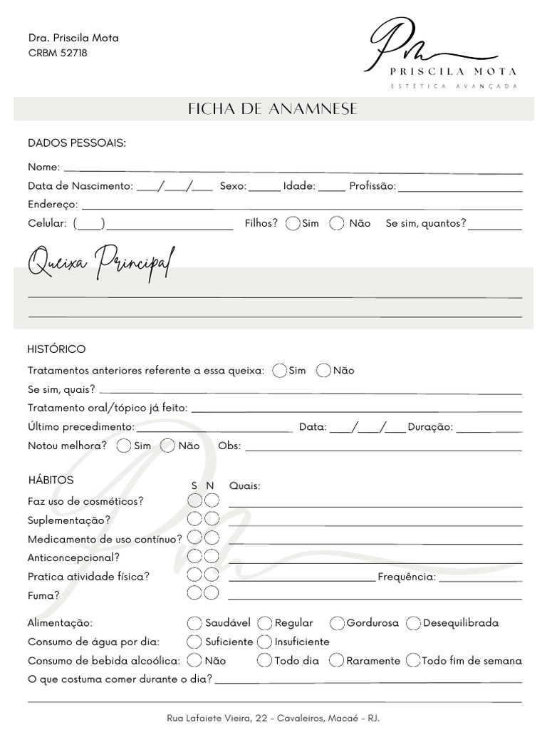 Ficha de Anamnese Corporal | PDF | Gravidez | Diabetes