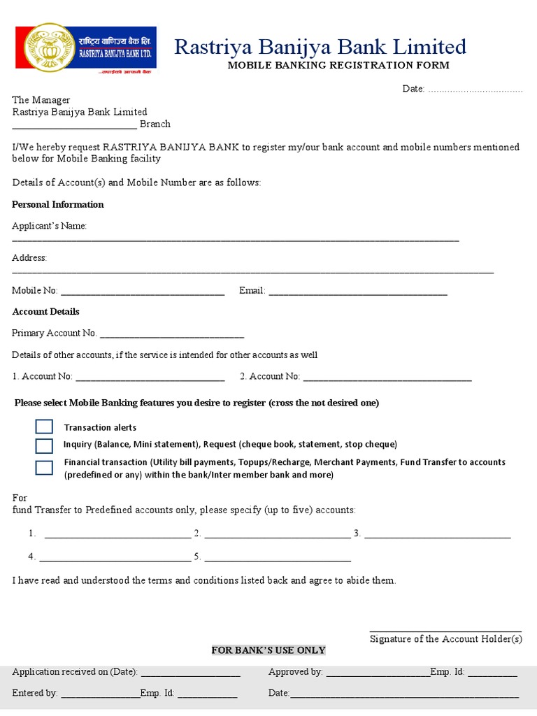 .npstoragefiles1MobileBankingMobile Banking Form PDF | PDF | Finance ...