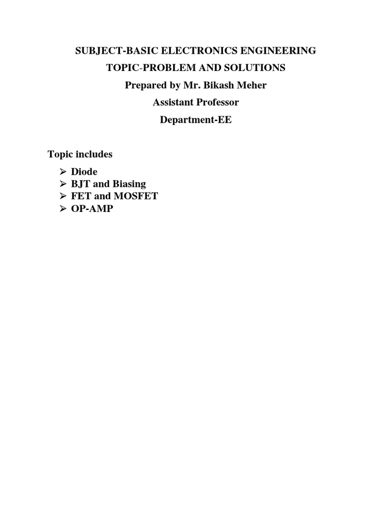 All Poblems and Solutions | PDF | Diode | Bipolar Junction Transistor
