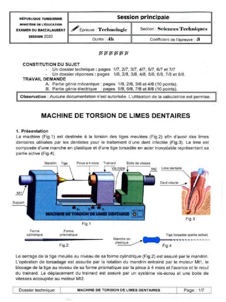Bac 2020 Bac Tech Epreuve Technique Session Principale PDF | PDF