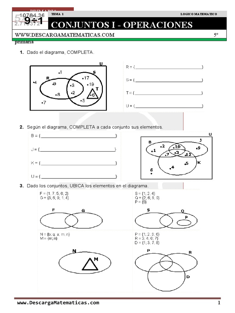 01 Conjuntos i Operaciones Quinto de Primaria | PDF