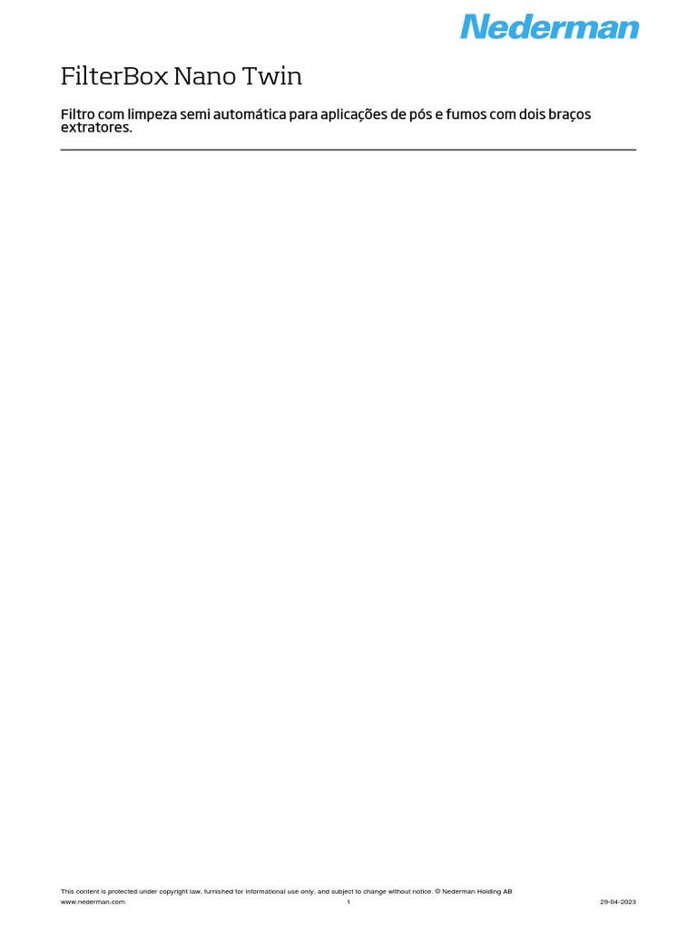 Technicaldatasheet Filterbox Nano Twin 76 | PDF