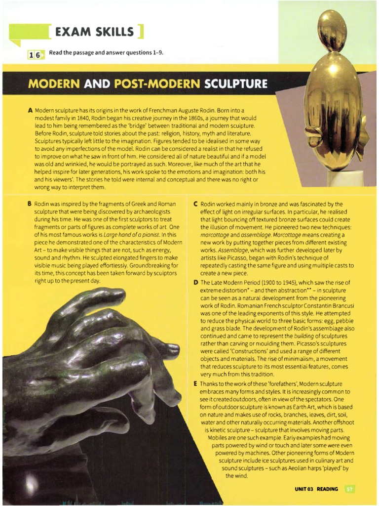 Reading - TFNG - MCQ - Modern & Post Modern Sculpture | PDF