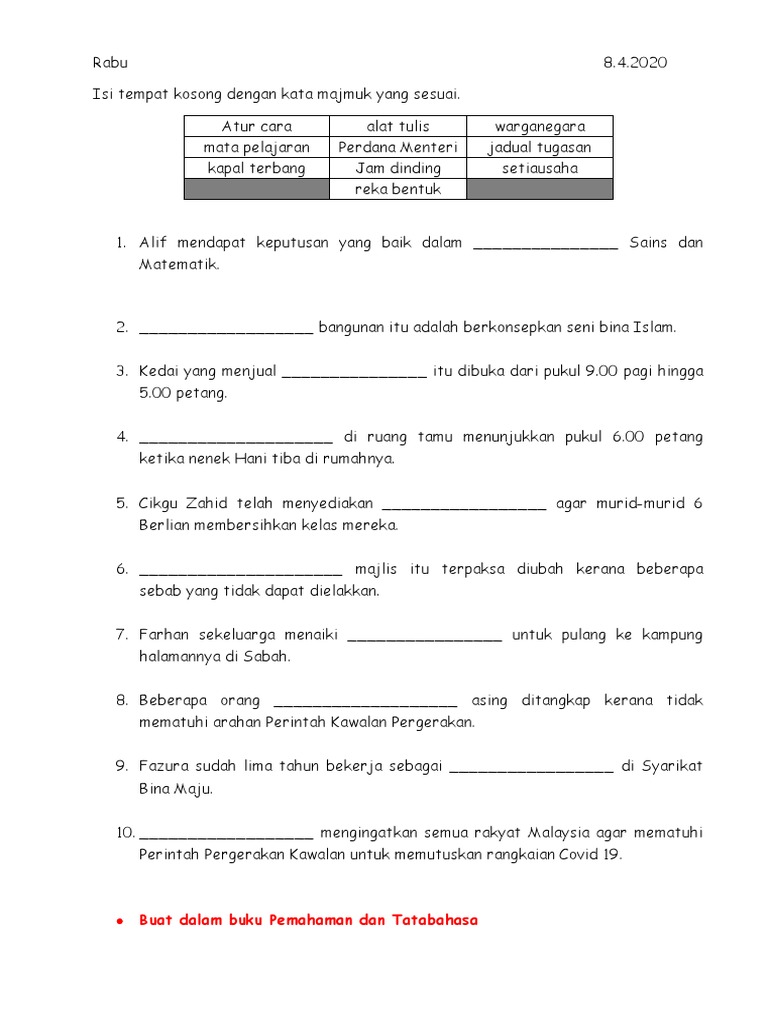 PKP Latihan Kata Majmuk | PDF