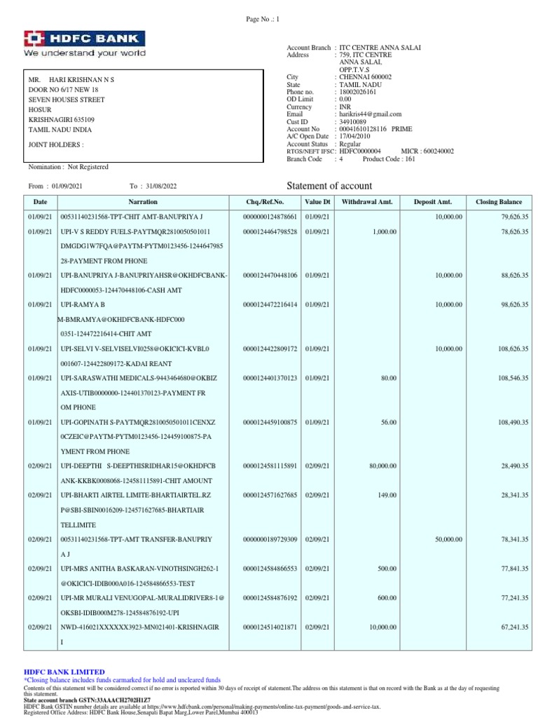 Acct Statement XX8116 13092022 | PDF | Banks | Personal Finance