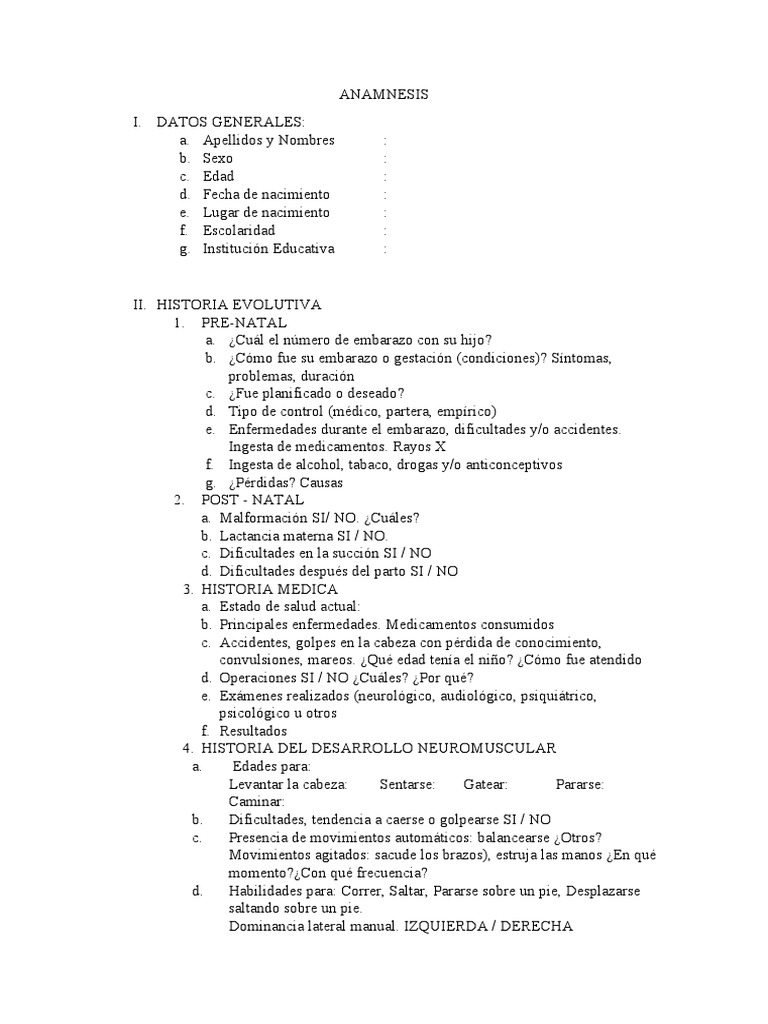 ANAMNESIS - Ejemplo | PDF | El embarazo | Cuidado de la salud