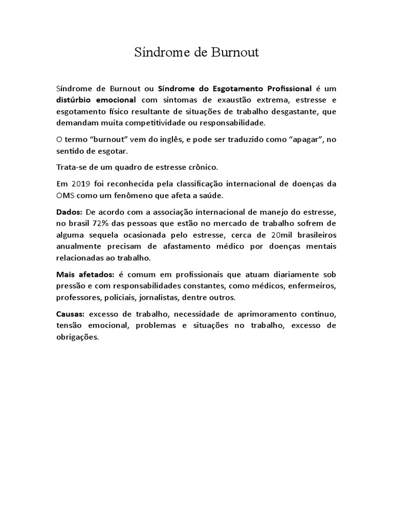 Síndrome de Burnout | PDF