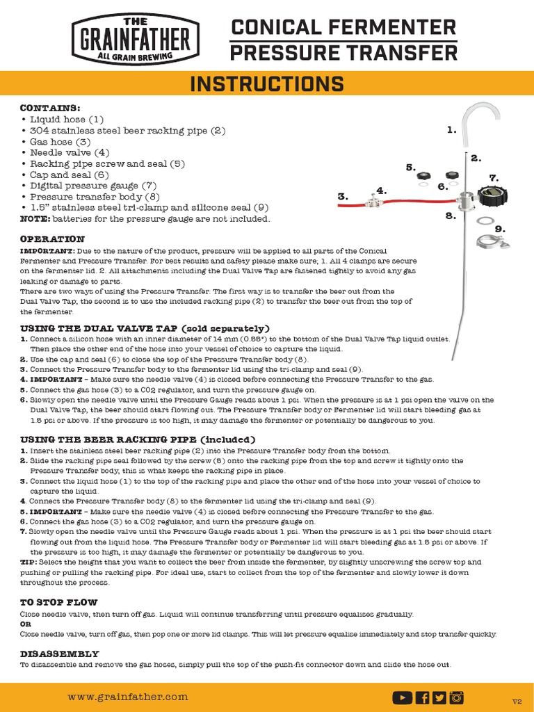 Grainfather Pressure Transfer Guide | PDF | Valve | Pressure