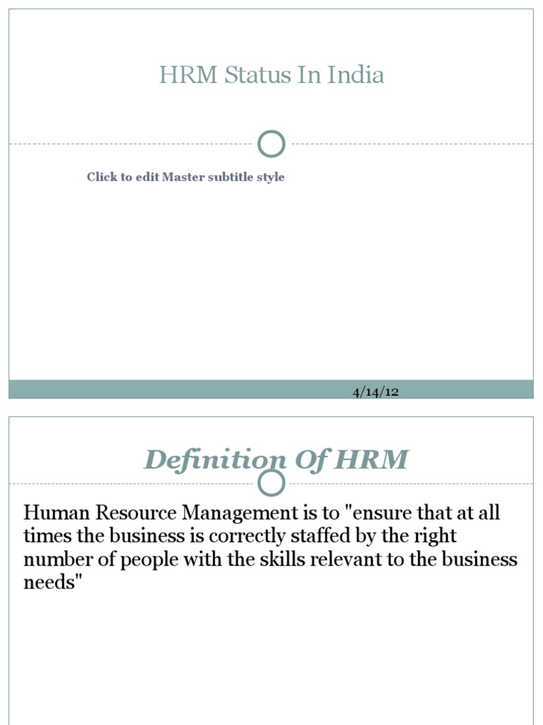 HRM Status in India | PDF | Human Resource Management | Outsourcing