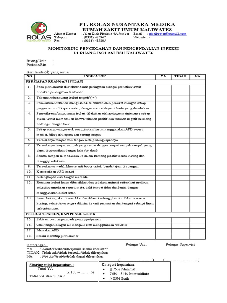 Monitoring PPI Ruang Isolasi | PDF