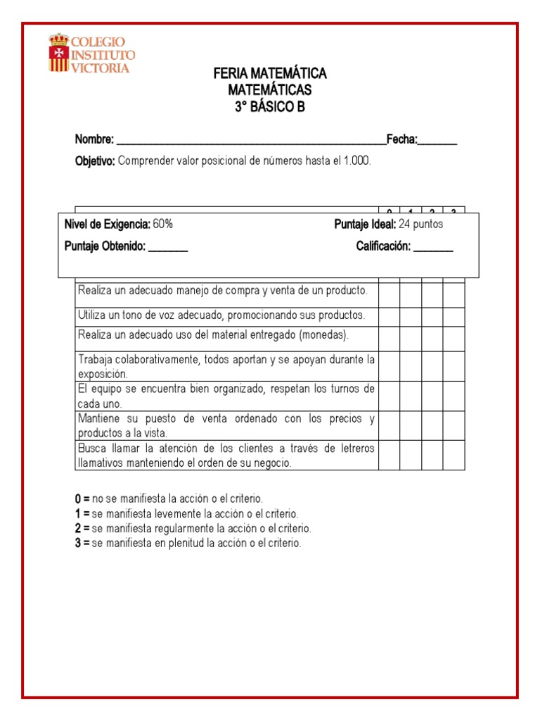 Pauta de Evaluacion Feria mATEMATICA | PDF
