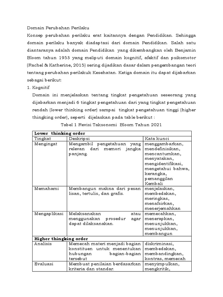 Domain Perubahan Perilaku | PDF