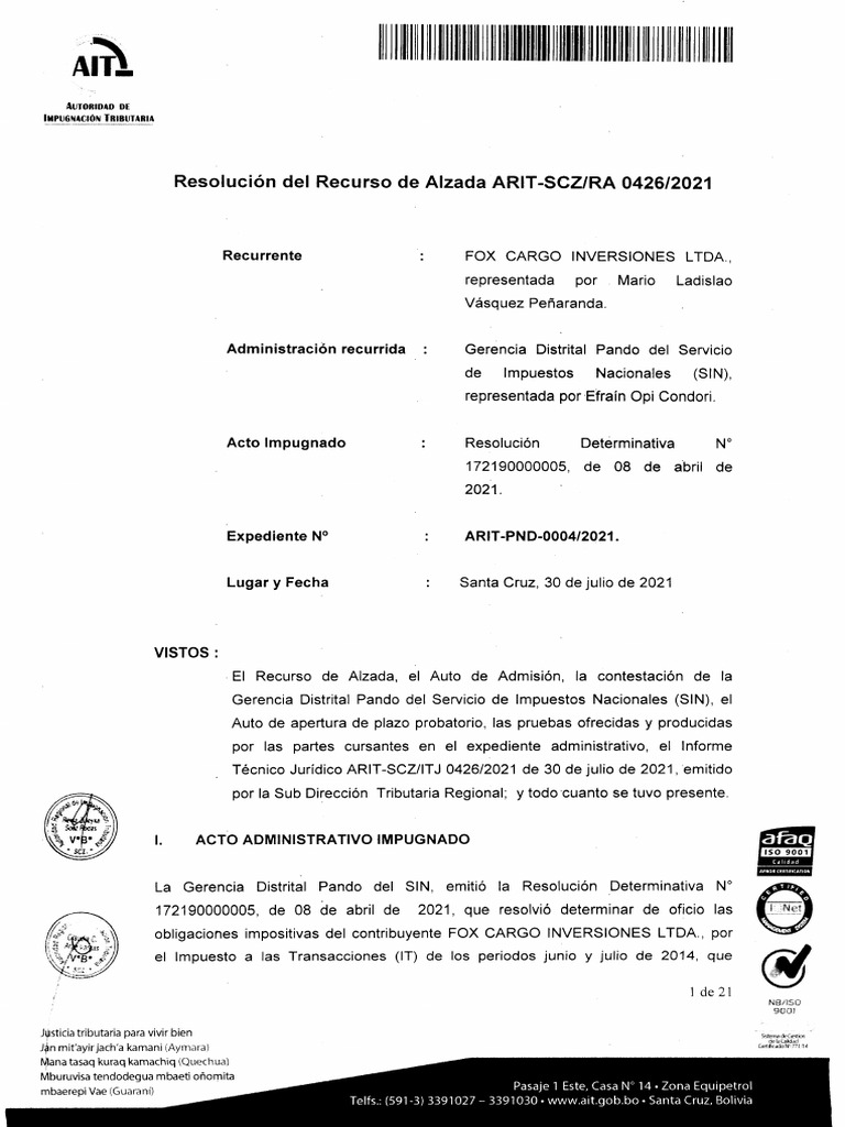 Arit SCZ Ra 0426 2021 | PDF