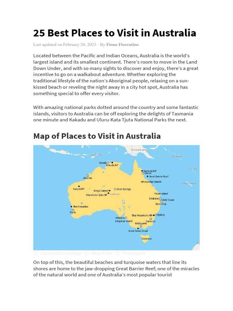 25 Must-See Destinations in Australia | PDF | Australia | Earth Sciences
